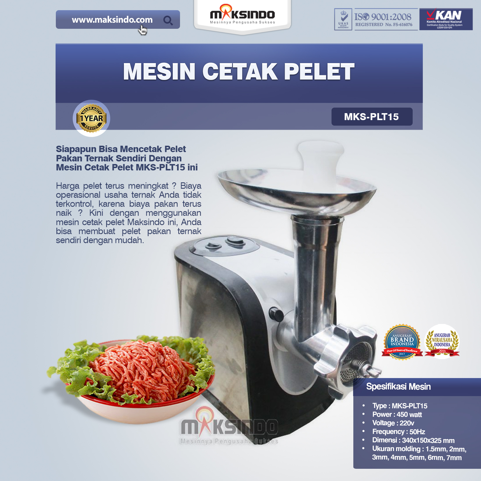 Jual Mesin Cetak Pelet (MKS-PLT15) di Yogyakarta - Toko Mesin Maksindo ...