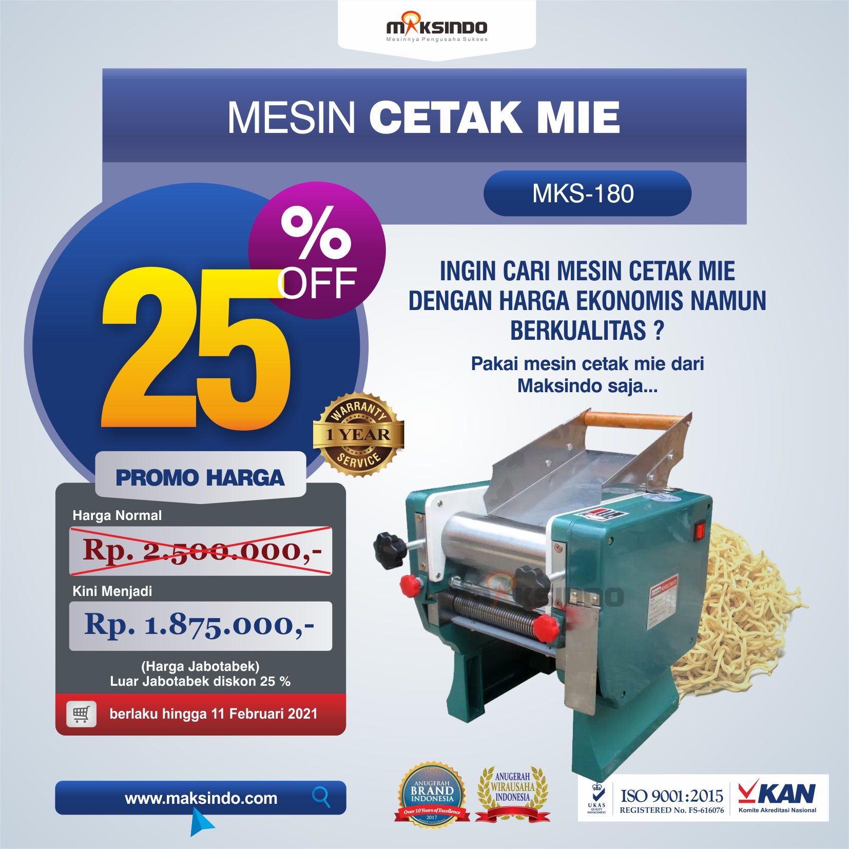 Jual Mesin Cetak Mie (MKS-180) di Yogyakarta - Toko Mesin Maksindo ...